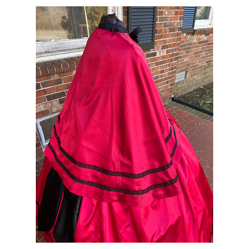 Red Satin Civil War Dress - 3 Pieces - One Size Fits Most