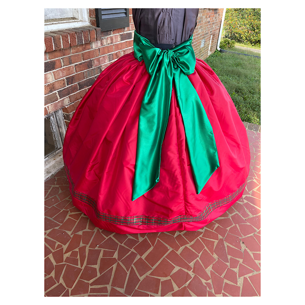 Red Taffeta Mrs Clause Dress Victorian Cape Set