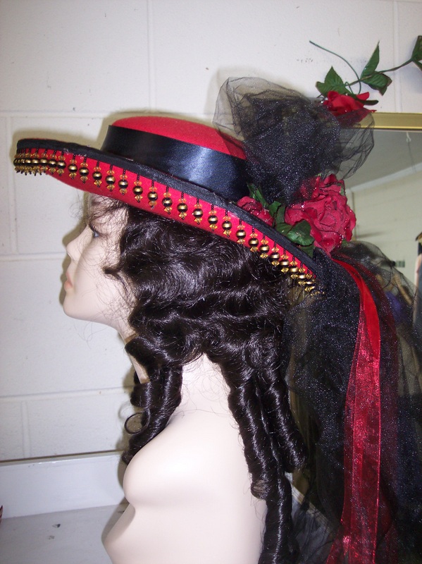 Spanish Influenced Civil War Hat*Red & Black