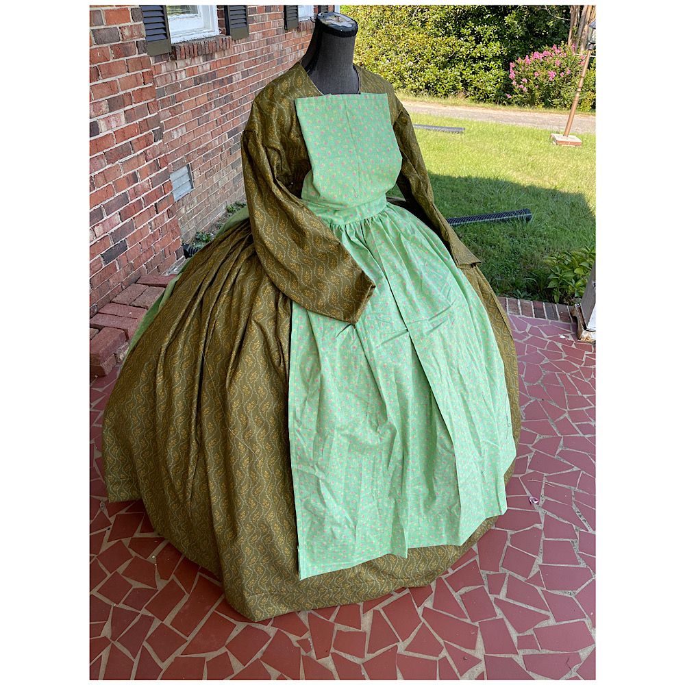 Spring Green Floral Civil War Pinner Apron