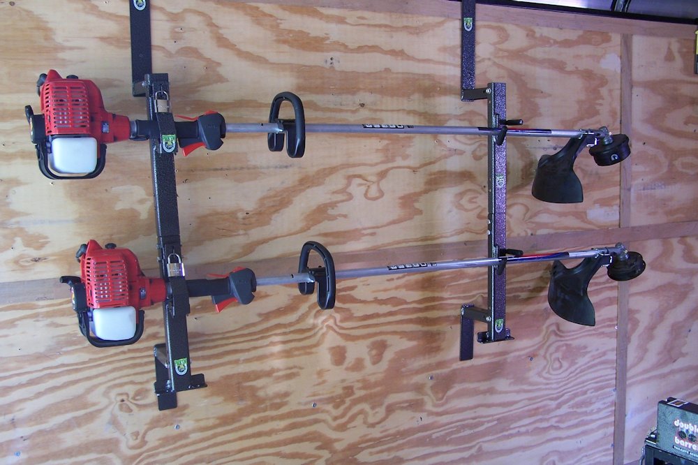 trimmer rack 2 place lockable enclosed trailer Pack'em Racks