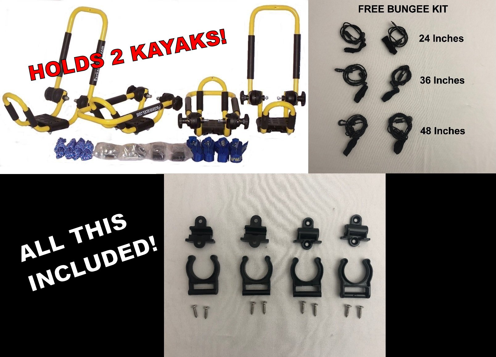 Kayak Rack Folding J-Hook Vehicle Top Racks Packem Sunshine Yellow