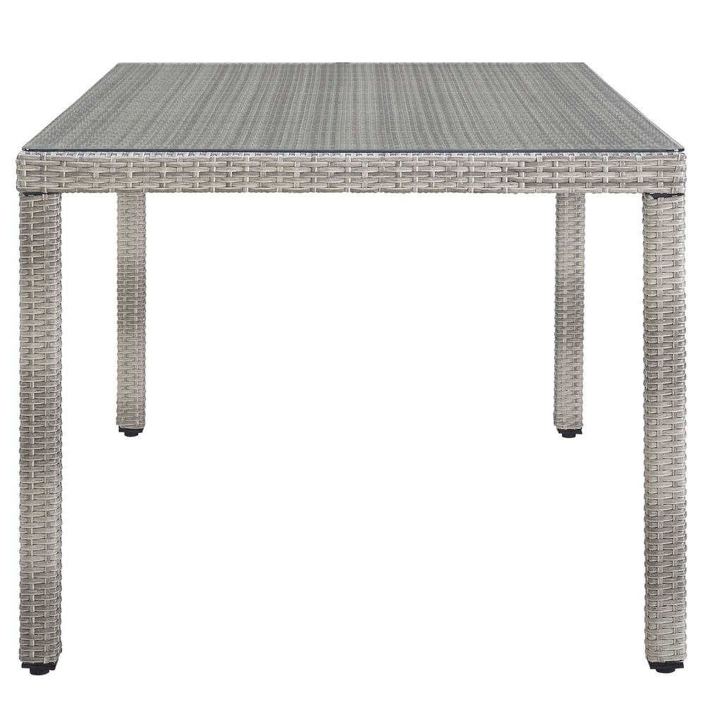 Aura 68inch Wicker Rattan Dining Table in Gray- Modern In Designs