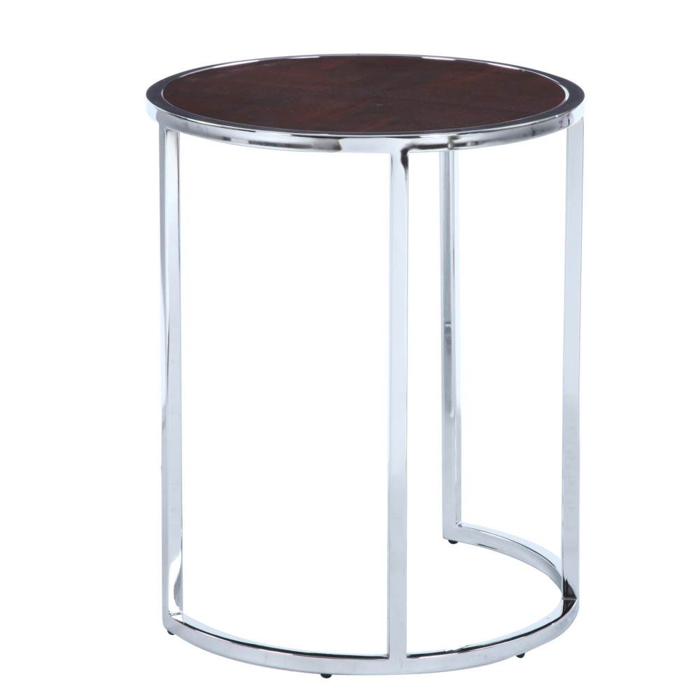 Chin Wood Veneer Side Table, Walnut - Modern In Designs