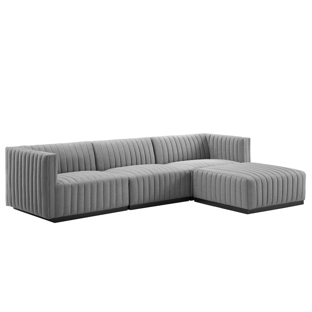 Conjure 4-Piece Channel Tufted Upholstered Fabric Sectional Sofa ...