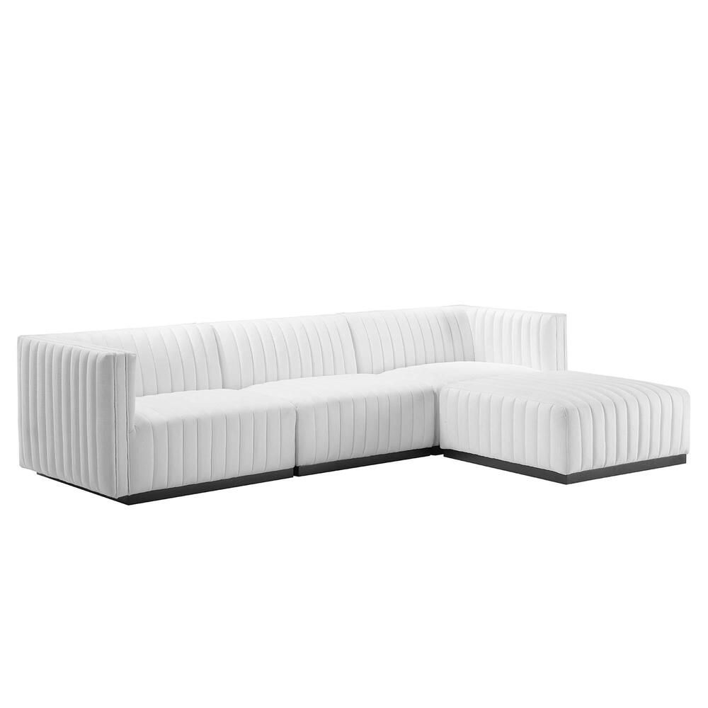 Conjure 4-Piece Channel Tufted Upholstered Fabric Sectional Sofa ...