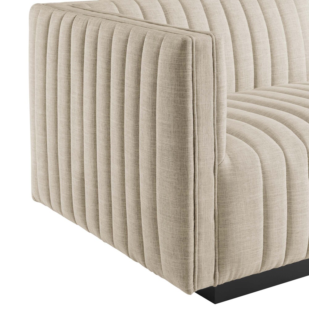 Conjure 4-Piece Channel Tufted Upholstered Fabric Sectional Sofa in ...