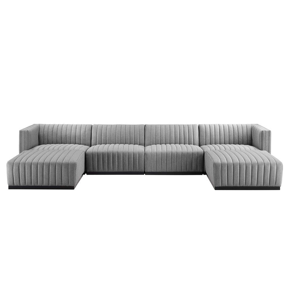 Conjure 6-Piece Channel Tufted Upholstered Fabric Sectional Sofa ...