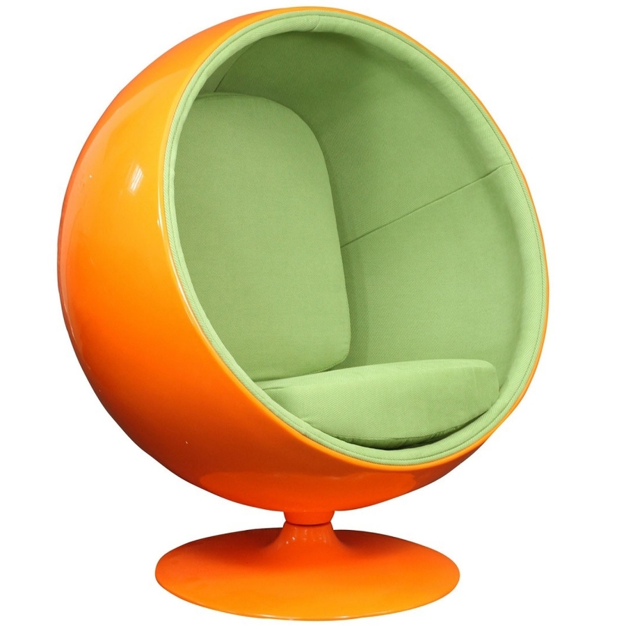 Eero Aarnio Style Ball Chair Orange Green