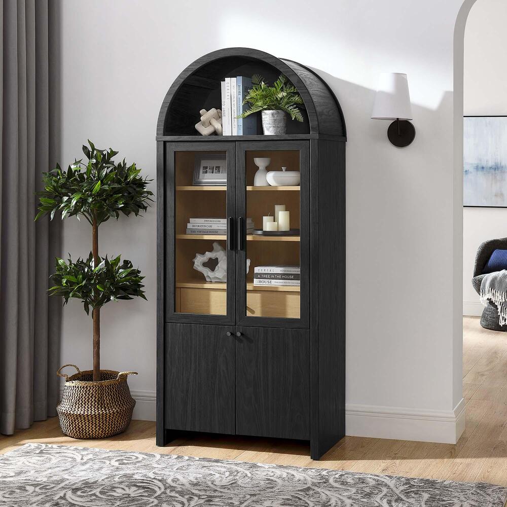 Evie Arched Tall Display Cabinet in Black Oak - Modern In Designs