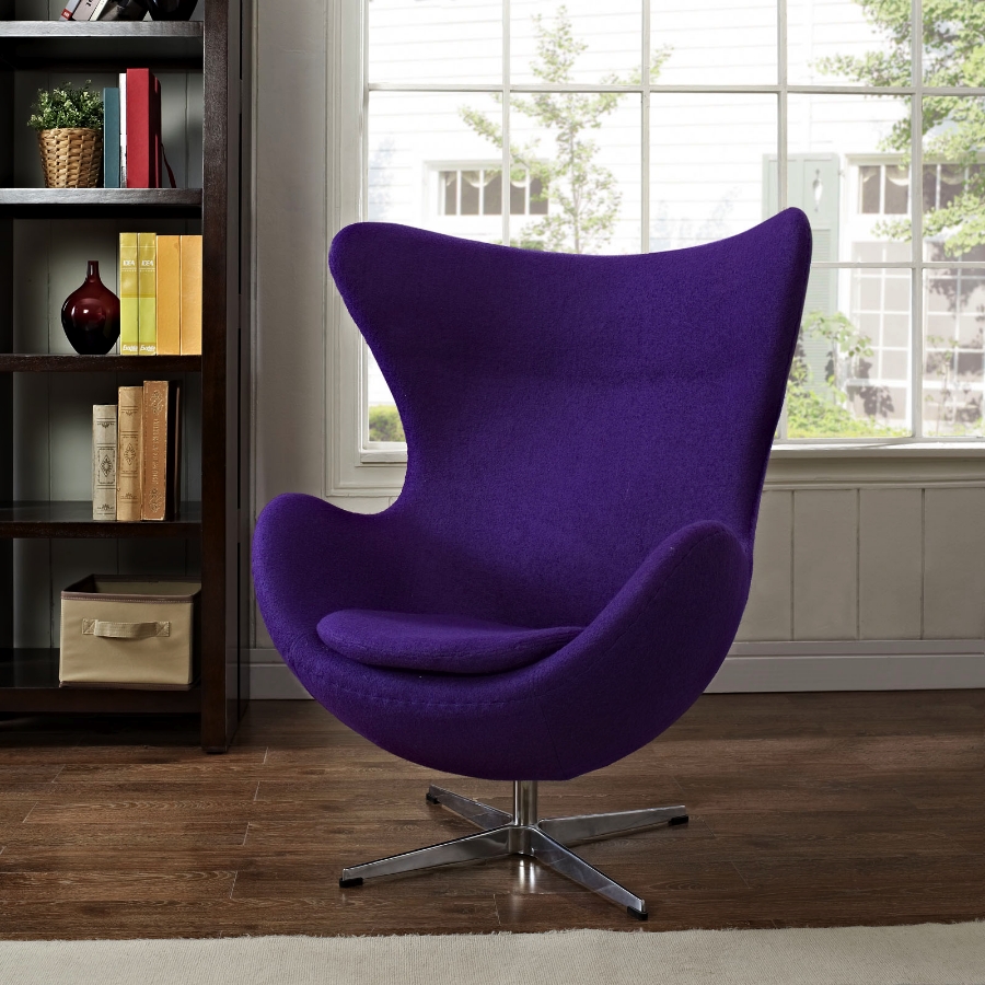 Jacobsen Style Egg Chair Wool Purple