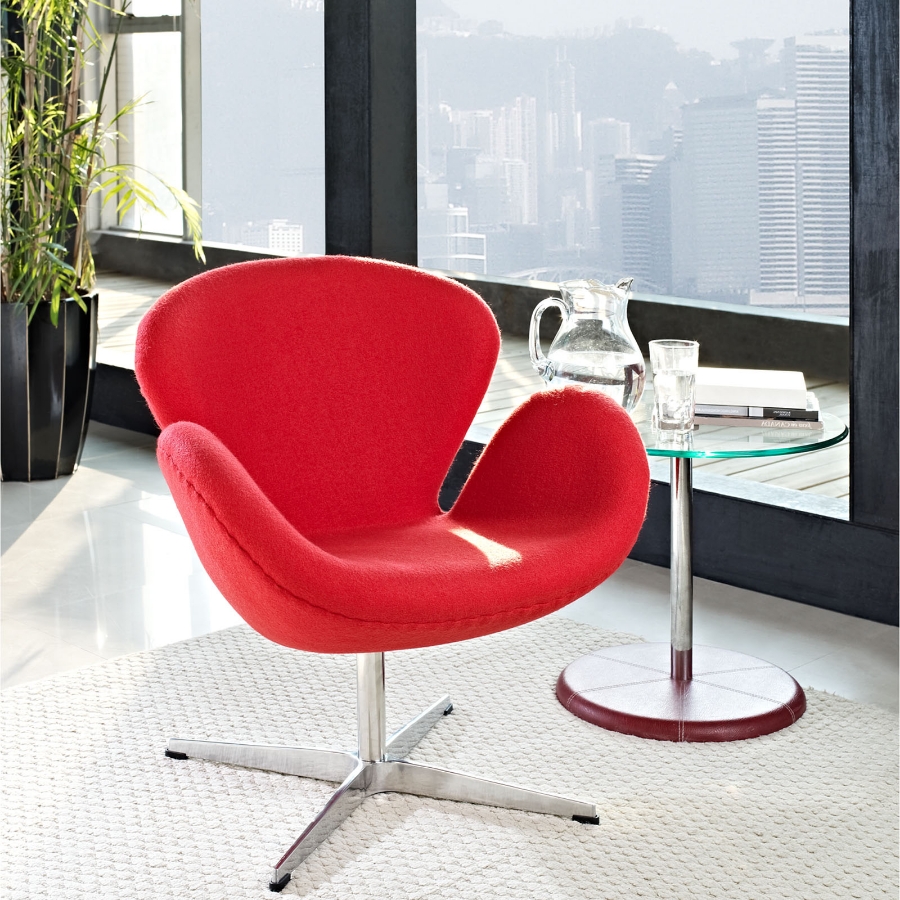 Jacobsen Swan Chair Wool Red