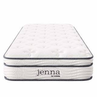 Jenna 8 Narrow Twin Innerspring Mattress in White Modern In Designs