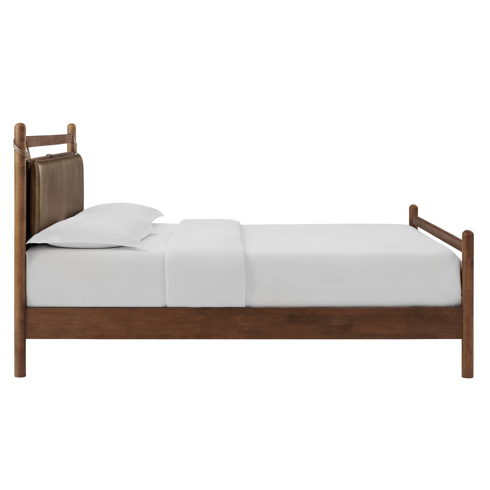 Leni Queen Size Vegan Leather and Wood Platform Bed Frame - Modern In ...
