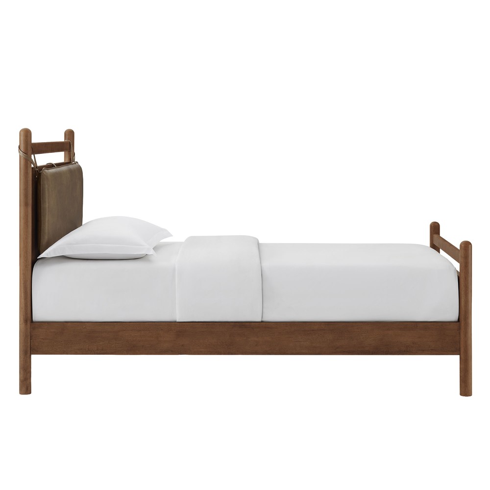 Leni Twin Size Vegan Leather and Wood Platform Bed Frame - Modern In ...