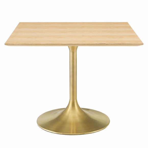 Lippa 40 Inch Square Wood Dining Table in Gold Natural - Modern In Designs