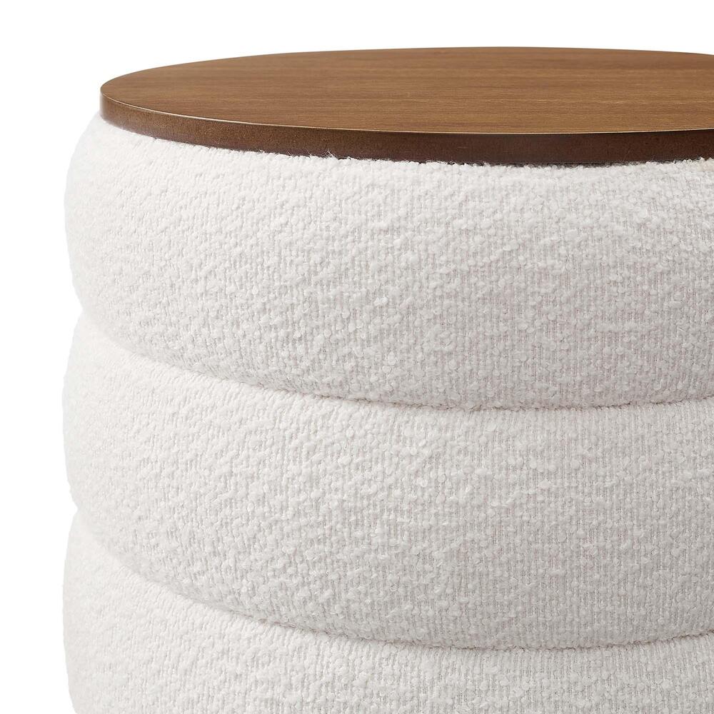 Mezzo Round Boucle Fabric Storage Ottoman - Modern In Designs