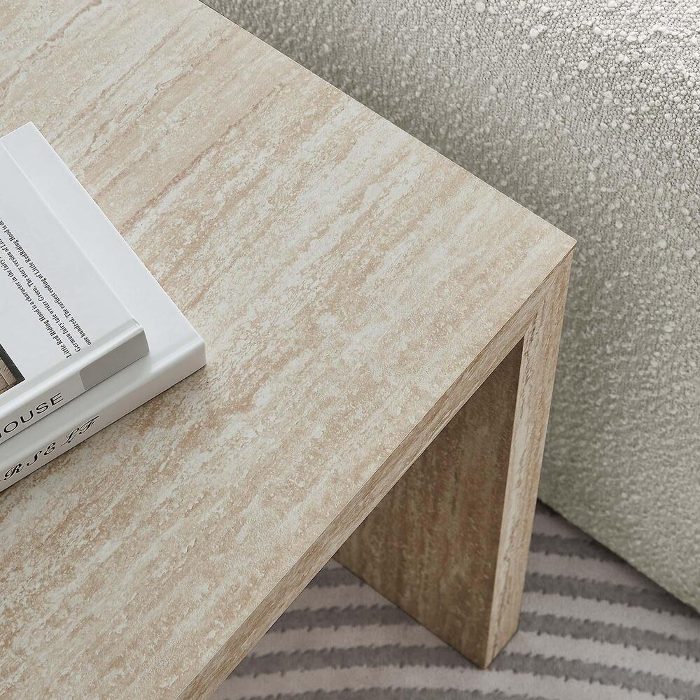 Mirella Faux Travertine Side Table in Travertine - Modern In Designs