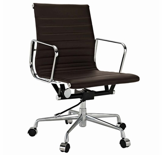 Ribbed Mid Back Management Office Chair Brown
