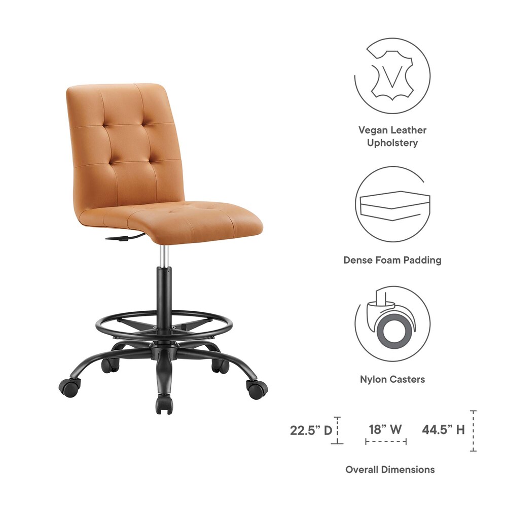 Prim Armless Vegan Leather Drafting Chair - Modern In Designs