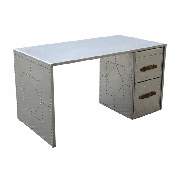 Riveted Aluminum Desk, Silver - Modern In Designs