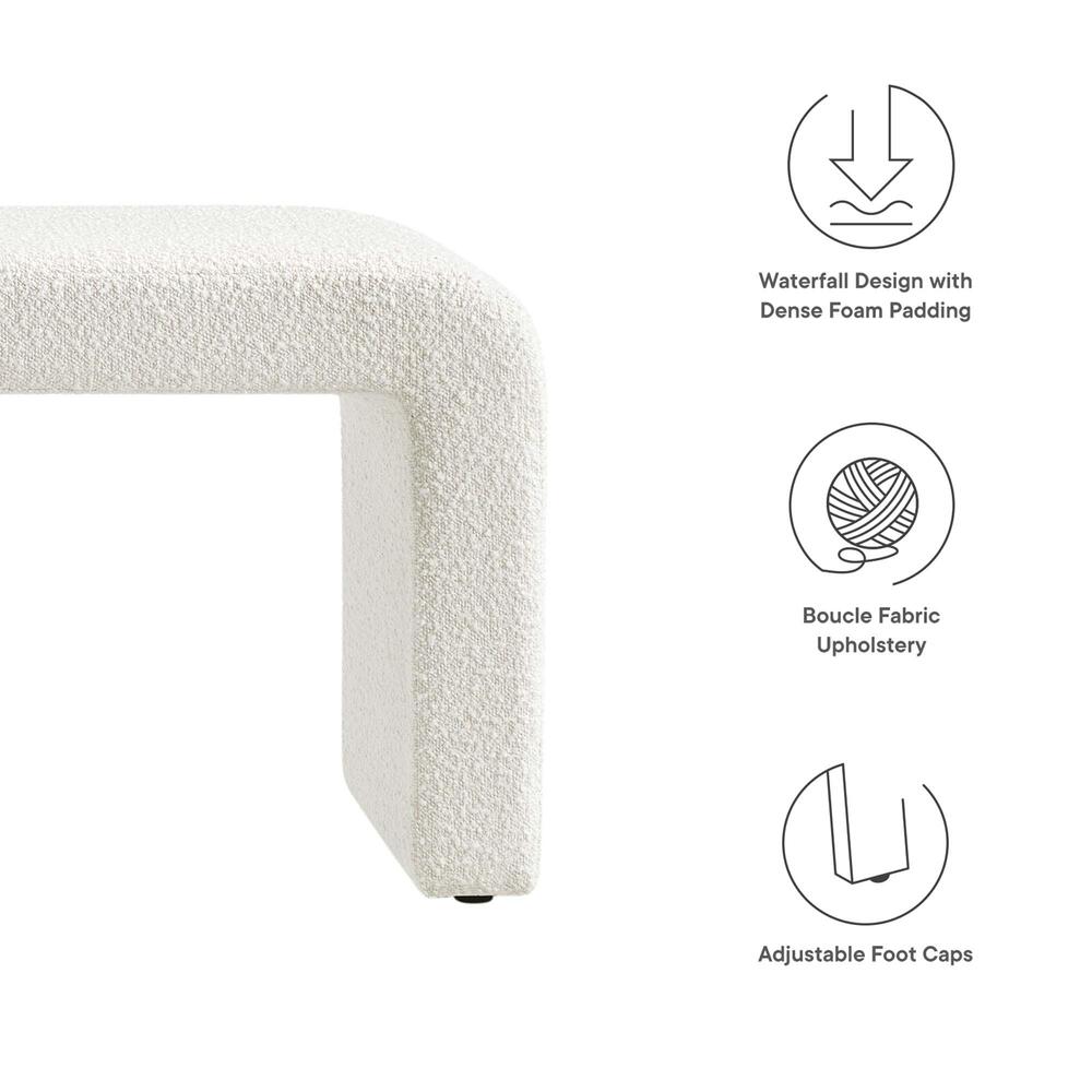 Simba Boucle Fabric Waterfall Long Bench - Modern In Designs