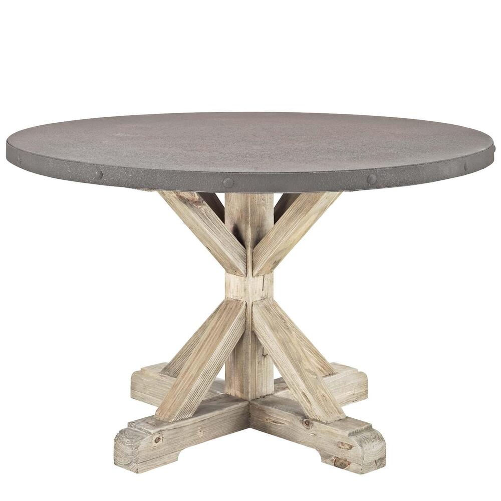 Stitch Round Wood Top Dining Table in Brown - Modern In Designs