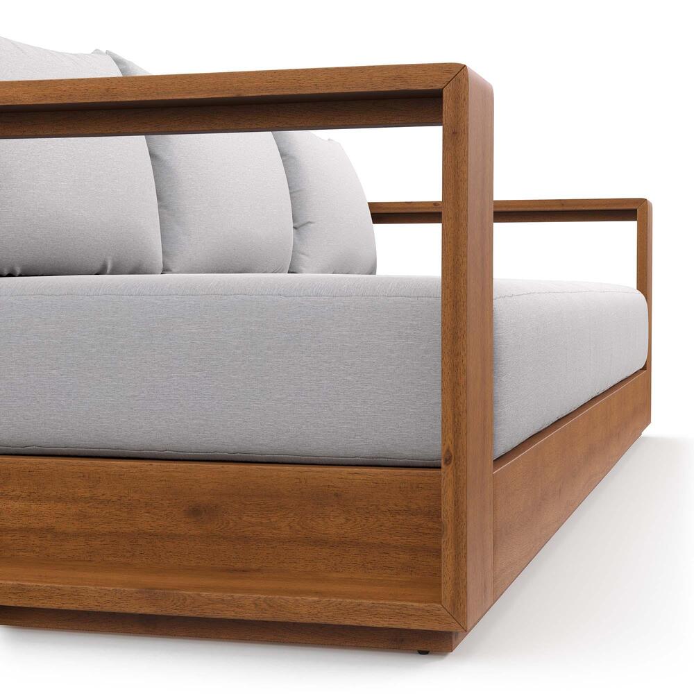 Tahoe Outdoor Patio Acacia Wood Sofa in Natural Light Gray - Modern In ...
