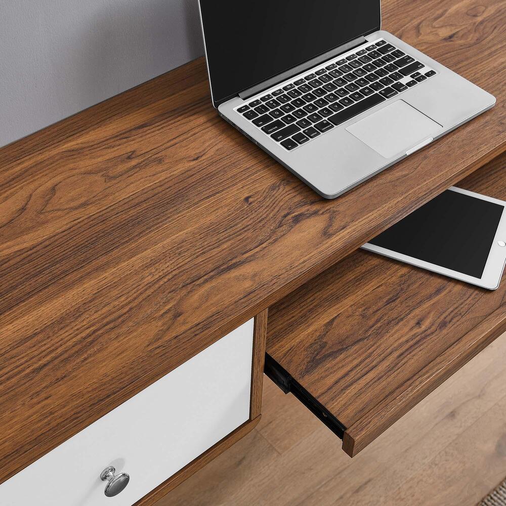 Transmit 60" Wall Mount Wood Office Desk in Walnut White - Modern In ...