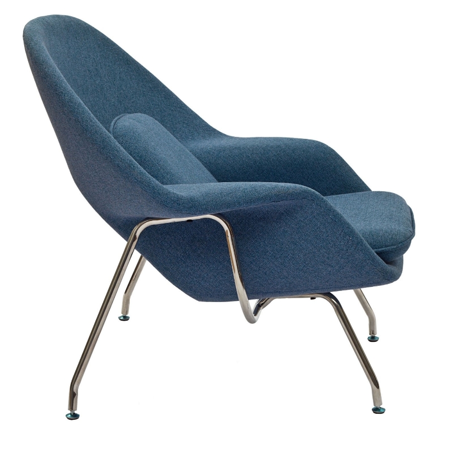 Womb Lounge Chair and Ottoman Blue Tweed Wool