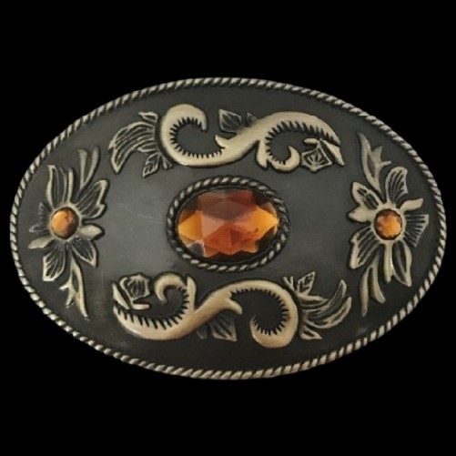 Brown Flower Floral Belt Buckle