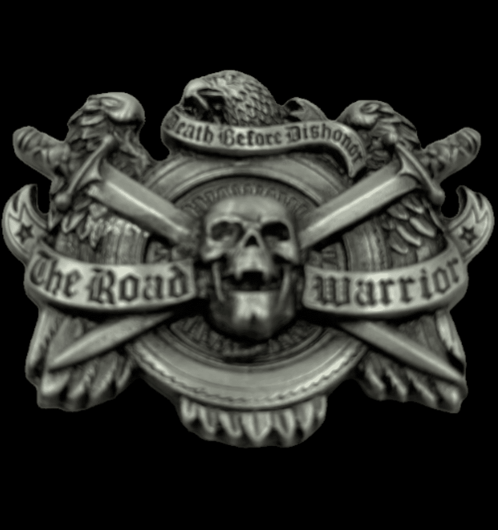 Road warrior skull warrior belt buckle