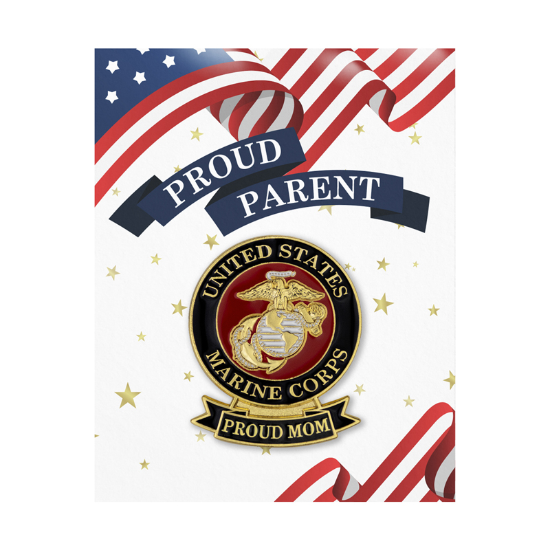 1-1/8 x 7/16 Inch U.S. Marine "Proud Mom" Lapel Pin