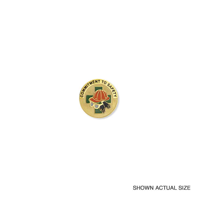 1 Inch "Commitment To Safety" Hard Hat Enameled Lapel Pin