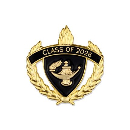1 Inch Gold "Class of 2026" with Lamp of Learning and Wreaths Enameled ...