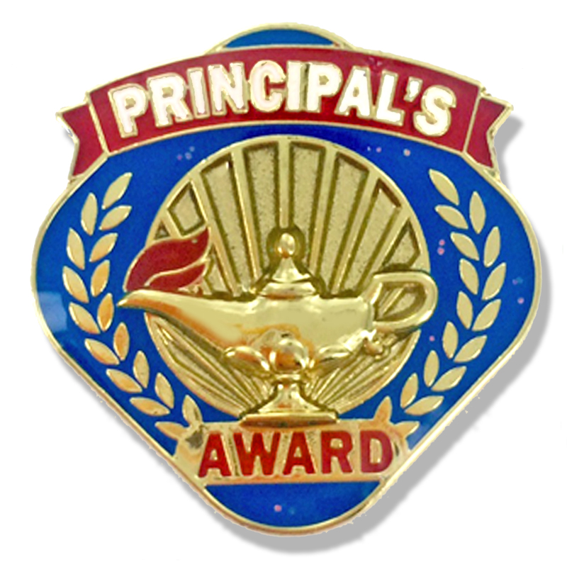 1 Inch Principal's Award with Lamp of Learning Enameled Lapel Pin