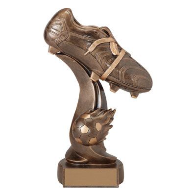 11 Inch Hand Painted Resin Soccer Shoe Sculpture Trophy-With Gold Plate