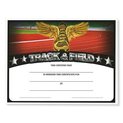 8-1/2 x 11 Inch Track and Field Certificate