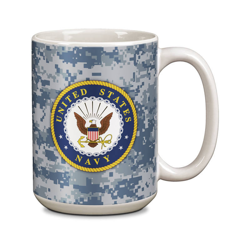 15 Ounce White Ceramic U.S. Navy Mug-Free Name and Rank Personalization