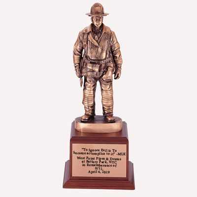 16 Inch Bronze Electroplated Fire Fighter Trophy
