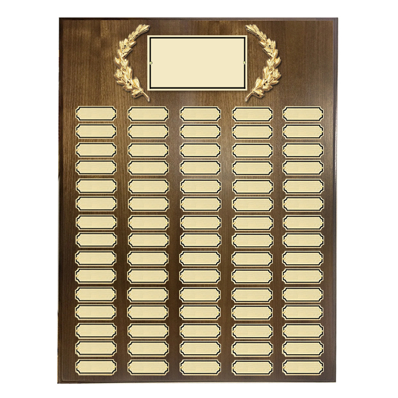 16 x 22 Inch Veneer Walnut Perpetual Plaque with Wreaths and Gold ...