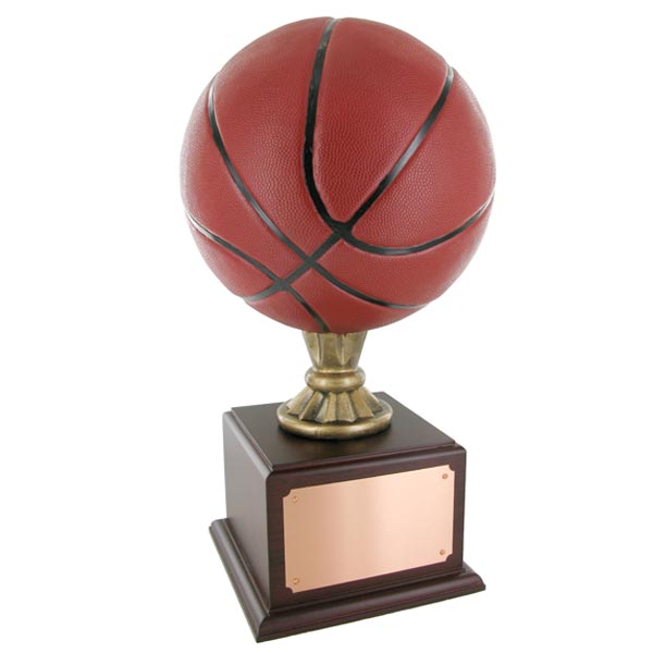 17 Inch Painted Resin Basketball Sculpture on Wood Base Trophy