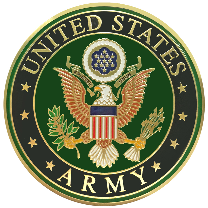 2 Inch Round Etched Enameled Colored U.S. Army Symbol Brass Metal ...