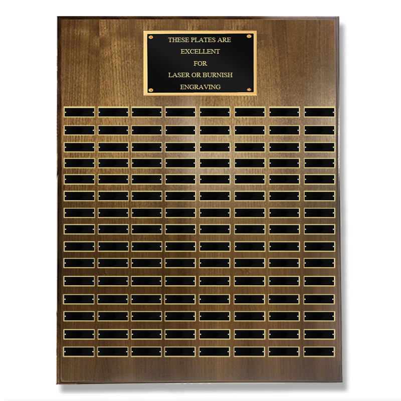 20 x 26 Inch Veneer Walnut Perpetual Plaque with Black Plates-120 Plates