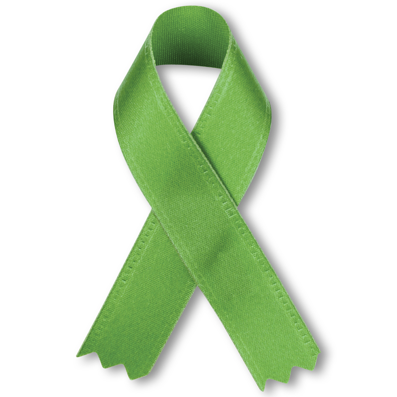3 x 2-1/4 Inch Green Satin Awareness Ribbon-Mental Illness-Safety Pin ...