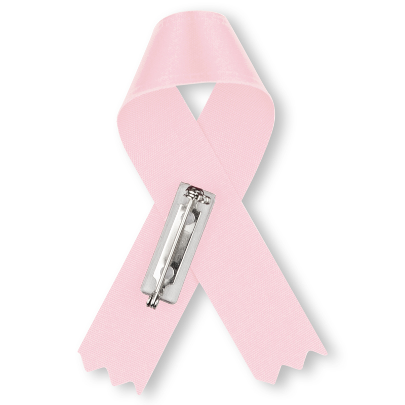 3 x 2-1/4 Inch Pink Satin Awareness Ribbon-Breast Cancer-Safety Pin on Back