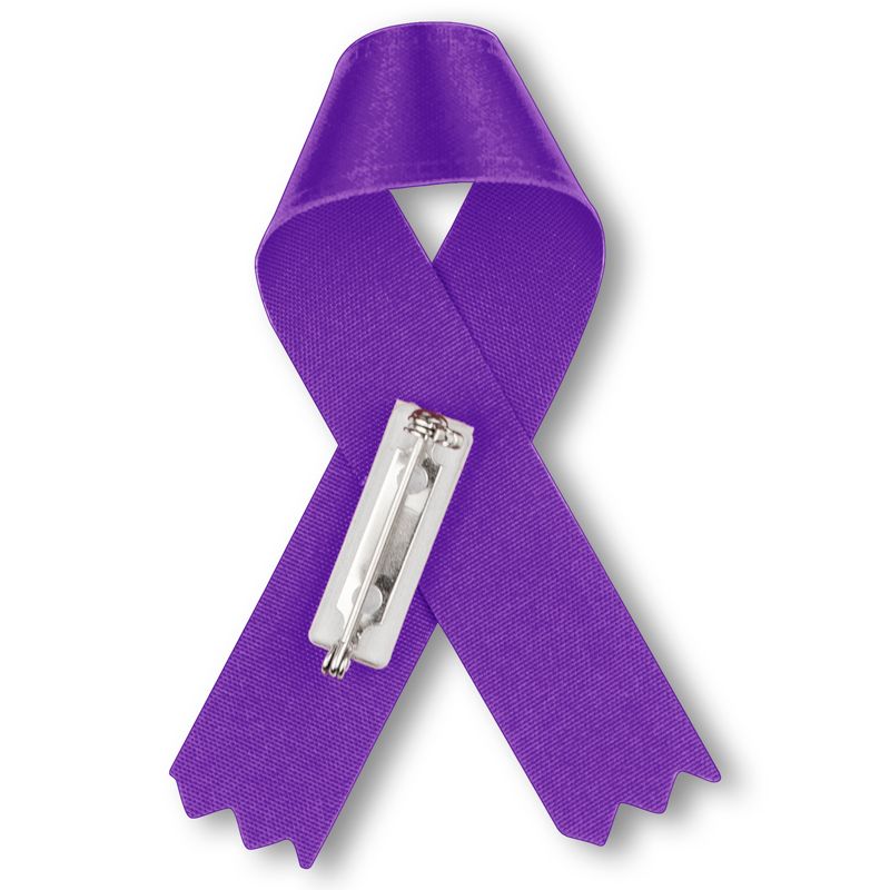 3 x 2-1/4 Inch Purple Satin Awareness Ribbon-Domestic Abuse-Safety Pin ...