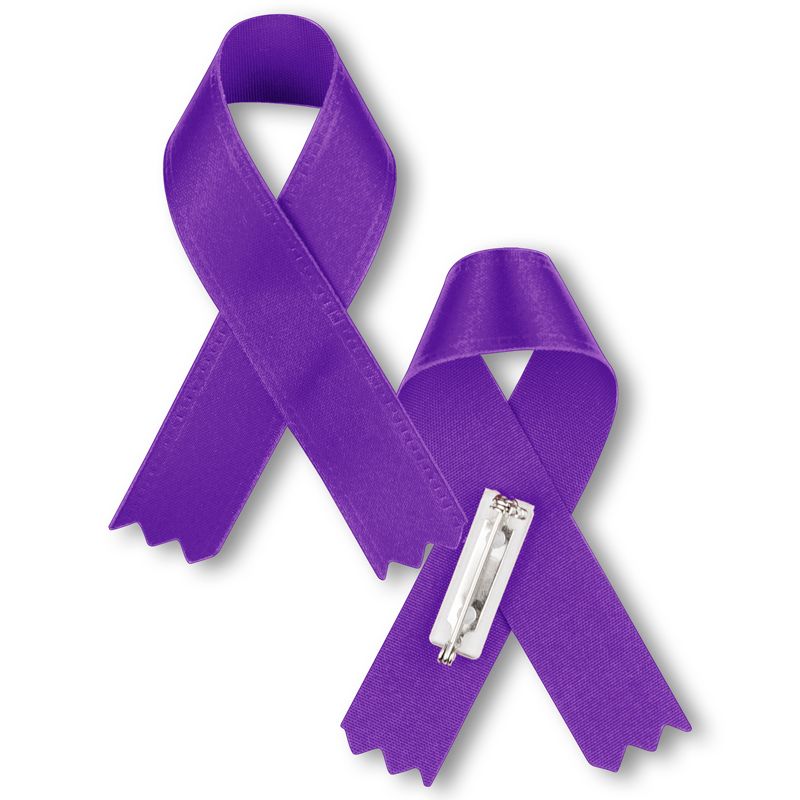3 x 2-1/4 Inch Purple Satin Awareness Ribbon-Domestic Abuse-Safety Pin ...