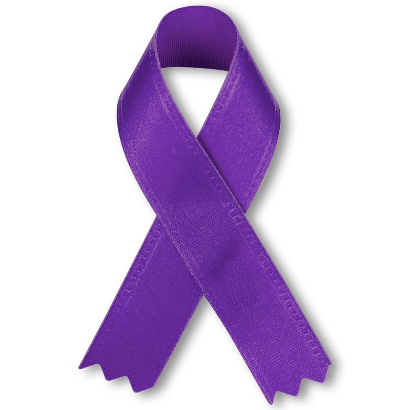 3 x 2-1/4 Inch Purple Satin Awareness Ribbon-Domestic Abuse-Safety Pin ...