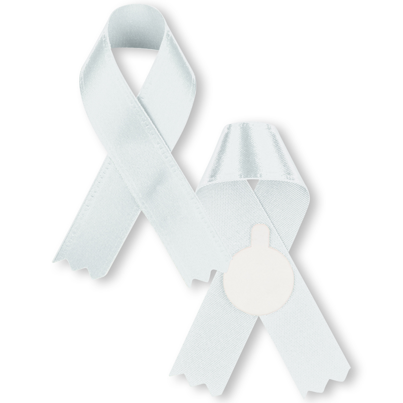 3 x 2-1/4 Inch White Satin Awareness Ribbon- Support First Responders ...